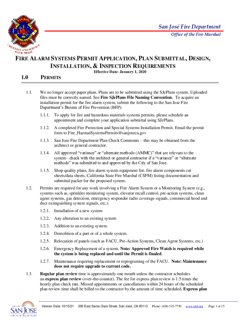 Fillable Online fire alarm systems permit application, plan submittal ...