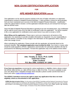 Online non- exam certification application ape higher ... Doc Template ...