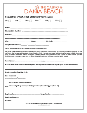 Fillable Online Request for a Win Loss Statement 2021.pdf Fax Email ...
