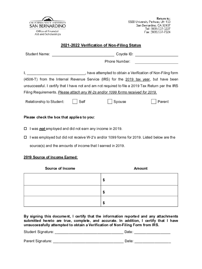 Fillable Online IRS Verification of Nonfiling Letter: How To ...
