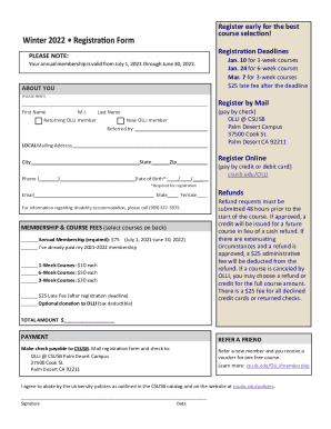 Fillable Online Register early for the best course selection ...