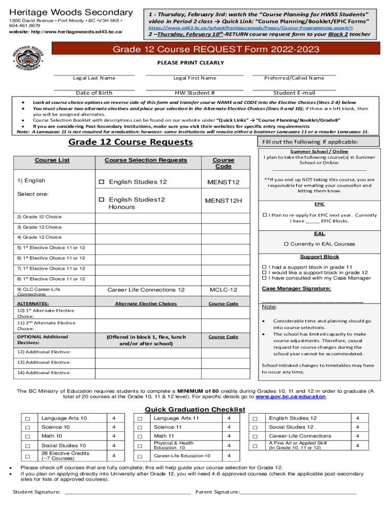 Fillable Online mycentennial.sd43.bc.caCentennial School District 43 ...