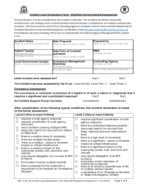 Fillable Online Incident Level Declaration Form - Maritime ...
