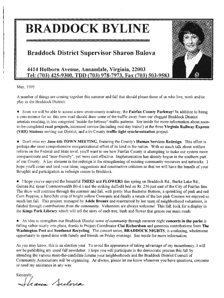 Fillable Online Board of Supervisors - Braddock District - Fairfax ...