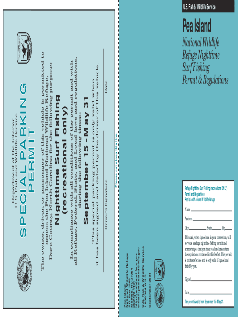 Fillable Online Pea Island - National Wildlife Refuge Nighttime Surf ...