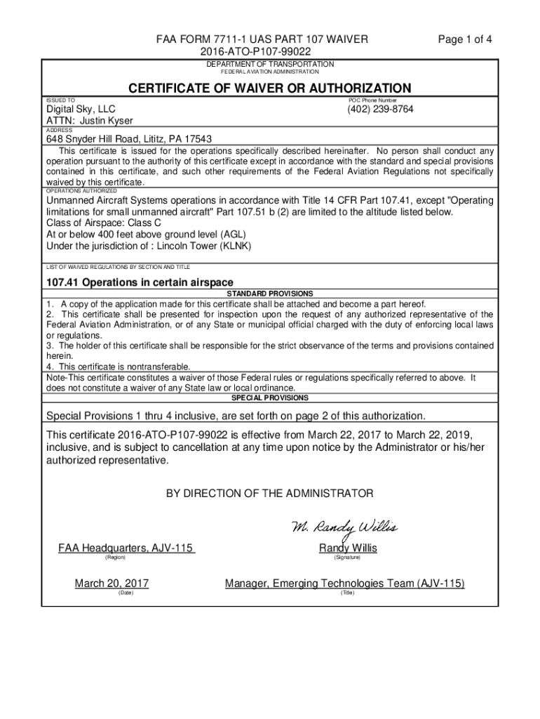 Fillable Online Small Unmanned Aircraft Systems (UAS) Regulations (Part ...