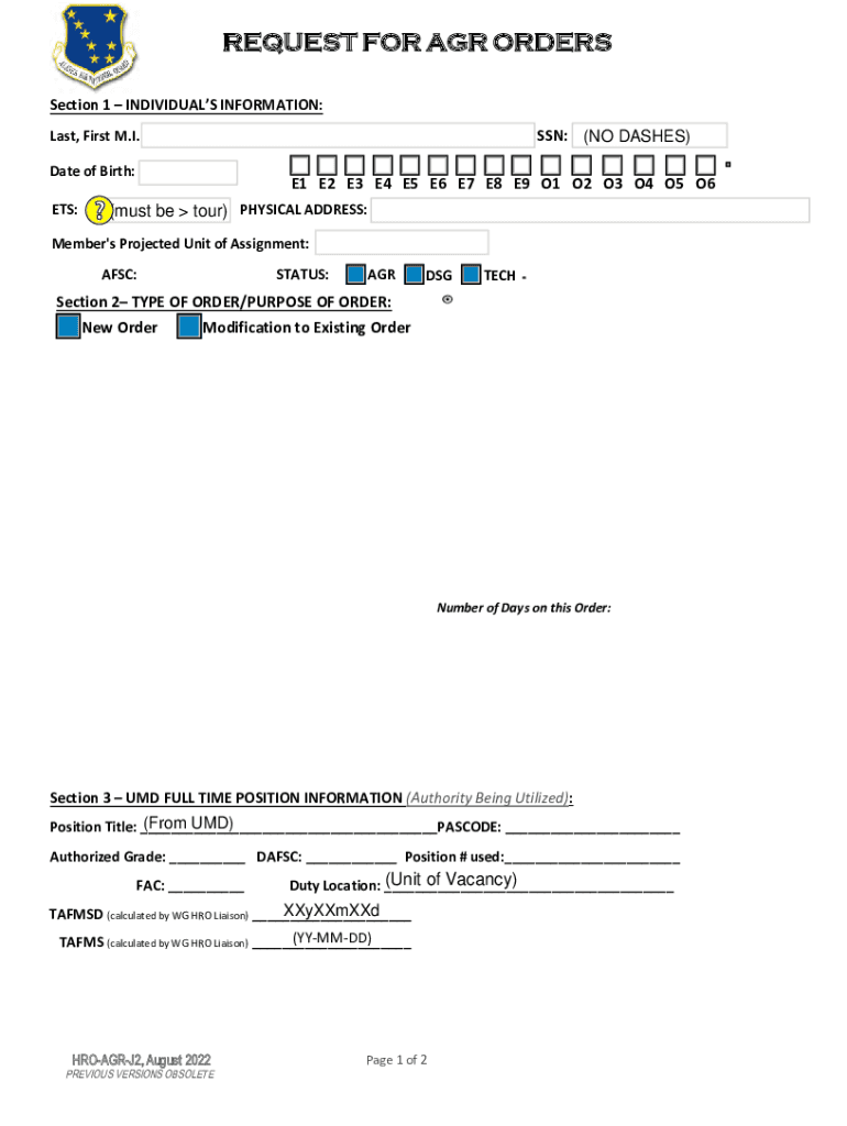 Fillable Online dmva alaska AIR NATIONAL GUARD ORDER APPLICATION ...