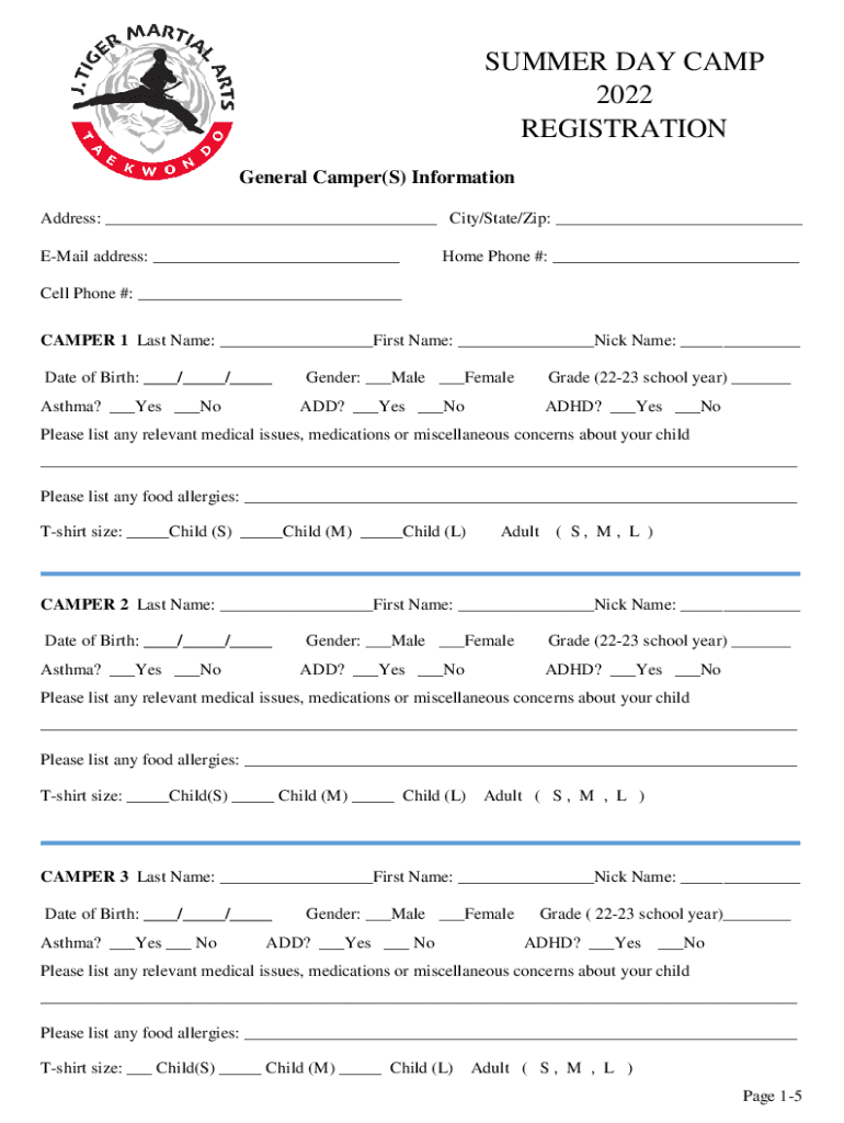Fillable Online Circle Ten Council - 2022 Summer Camp - Camp Constantin ...