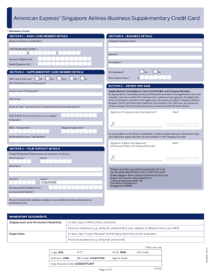 Fillable Online . Singapore Airlines Business Supplementary Credit Card ...