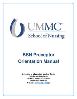Fillable Online BSN Preceptor Orientation Manual - University of ...