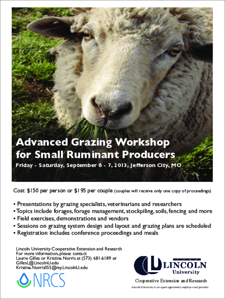 Fillable Online Advanced Grazing Workshop for Small Ruminant Producers ...