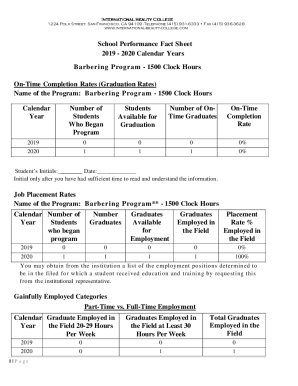 Fillable Online School Performance Fact Sheet 2019 - 2020 Calendar ...