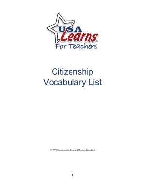 Fillable Online USA Learns. Access America Vocabulary List Fax Email ...