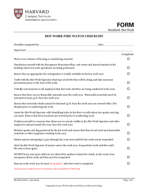 Fillable Online ehs.wisc.eduhot-work-fire-watch-formHot Work Fire Watch ...