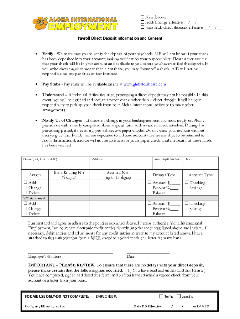 Fillable Online FREE 7+ Sample Direct Deposit Cancellation Forms in PDFMS Word Fax Email Print ...