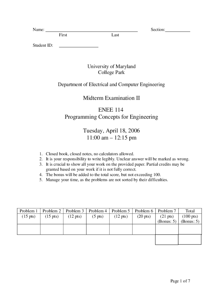 Fillable Online Department of Electrical and Computer Engineering - UMD ...