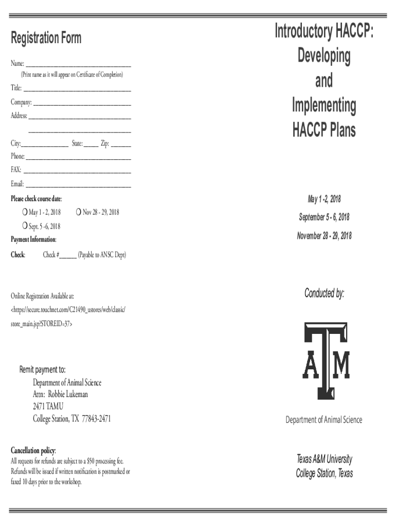 Fillable Online Developing and Implementing HACCP Plans Fax Email Print ...
