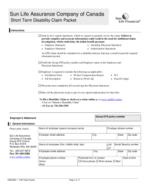 Fillable Online Disability Claims Center - Sun Life FinancialSubmit or ...