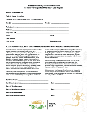 Fillable Online science-math wright Release of Liability Template for ...