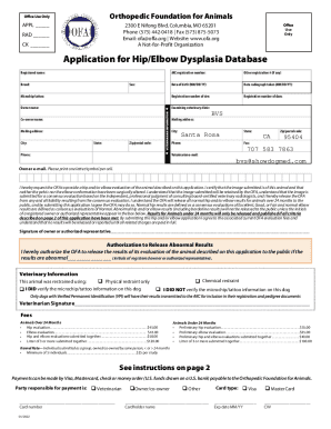 Fillable Online 2020-2022 Form OFA Application for Hip/Elbow Dysplasia ...