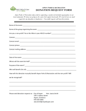 Fillable Online ASPEN PARKS & RECREATION DONATION REQUEST FORM Fax ...