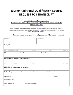 Fillable Online Fillable Online ADDITIONAL QUALIFICATION COURSE REQUEST ...