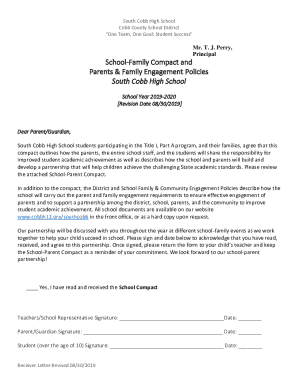 Fillable Online School-Family Compact and Parents & Family Engagement ...