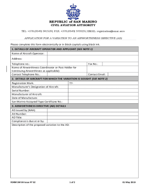Fillable Online FORM SM 99Application for a Variation to an ...