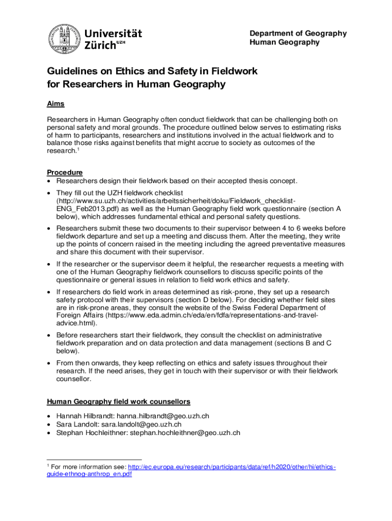 Fillable Online Guidelines on Ethics and Safety in Fieldwork for ...