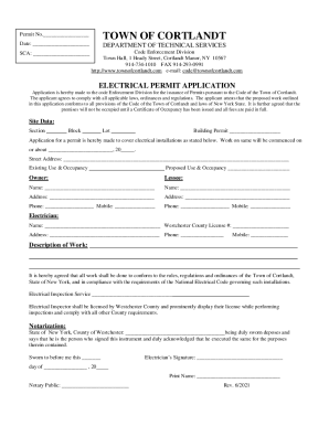 Fillable Online APPLICATION FOR GENERATOR PERMIT - Town of Cortlandt ...