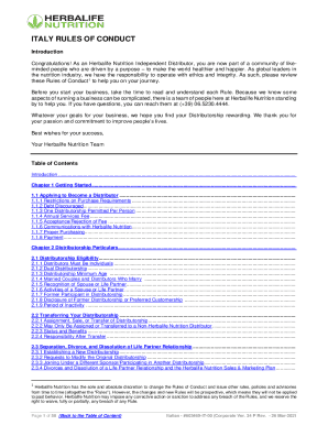Fillable Online ITALY RULES OF CONDUCT - edge.myherbalife.com Fax Email ...