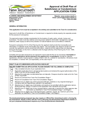 Fillable Online Approval of Draft Plan of Subdivision or Condominium APPLICATION FORM Fax Email ...