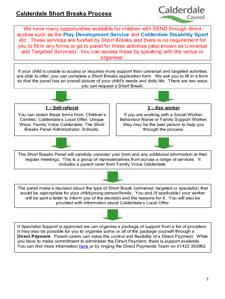 Fillable Online Short Breaks Statement - Calderdale Fax Email Print - pdfFiller