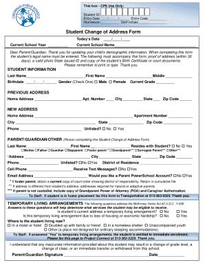 Fillable Online Fillable Online cps-k12 STUDENT REGISTRATION School ...