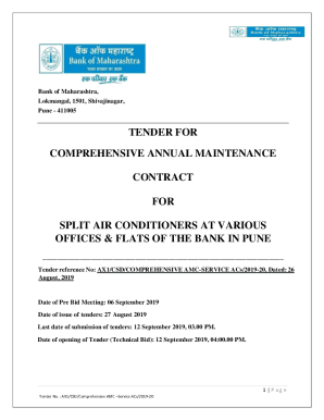 Fillable Online tender for comprehensive annual maintenance contract ...