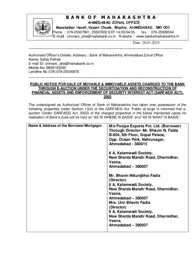 Fillable Online Authorised Officers Details: Address :: Bank of Maharashtra, Ahmedabad Zonal ...