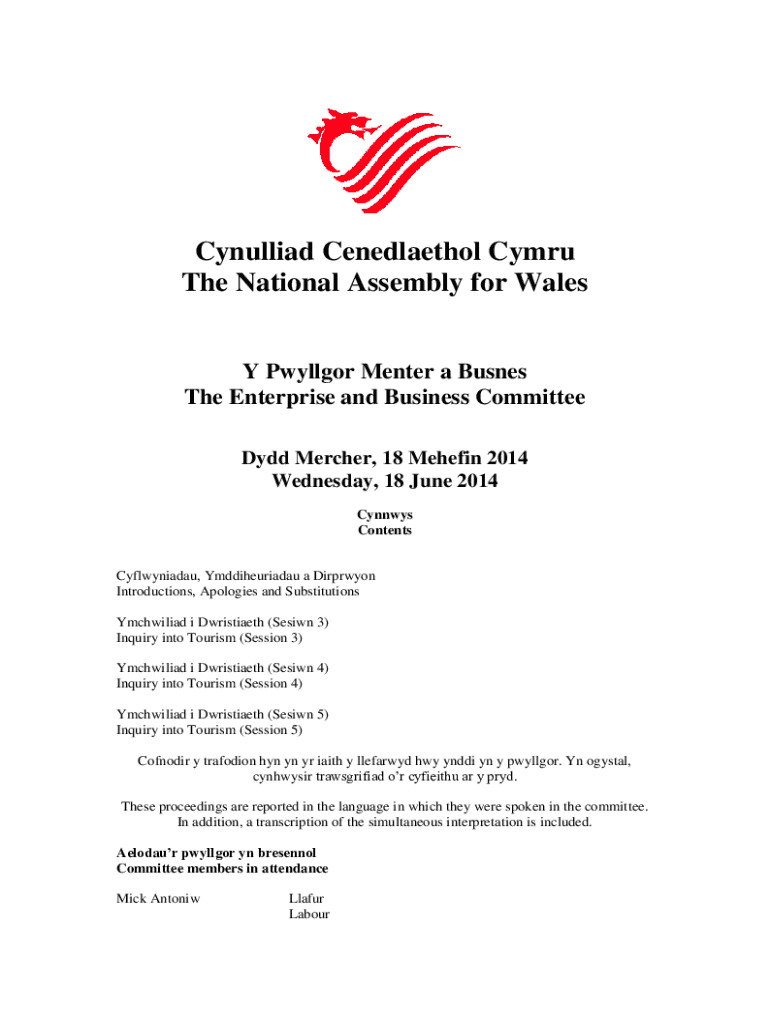 Fillable Online Cynulliad Cenedlaethol Cymru the National Assembly for Wales Fax Email Print ...