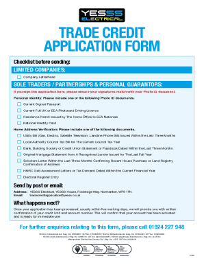 Fillable Online TRADE CREDIT APPLICATION FORM - YESSS Fax Email Print ...