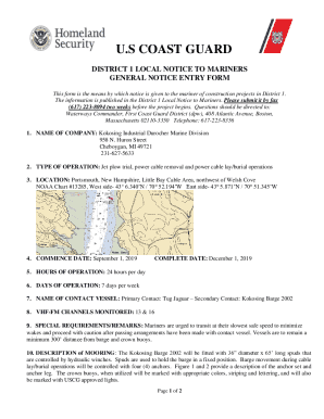 Fillable Online District 1 Local Notice to Mariners General Notice ...