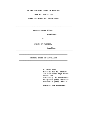 Fillable Online IN THE SUPREME COURT OF FLORIDA CASE NO. SC07-1734 ...