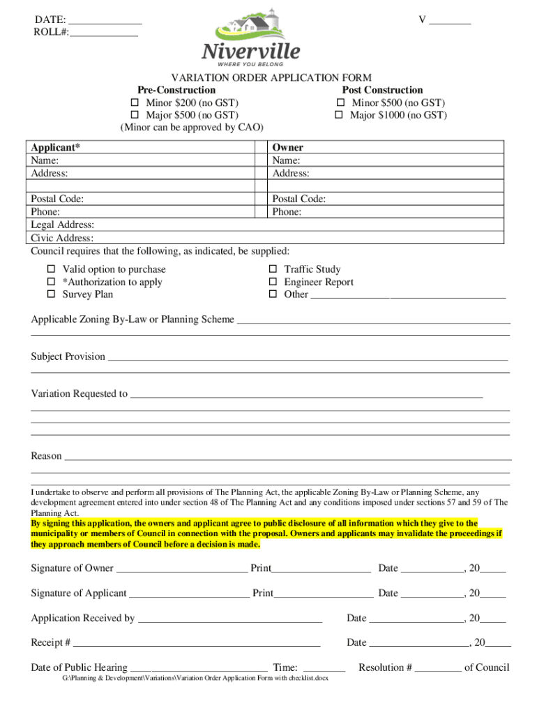 Fillable Online Variation Order Request form template: Free and editable - Sitemate Fax Email ...