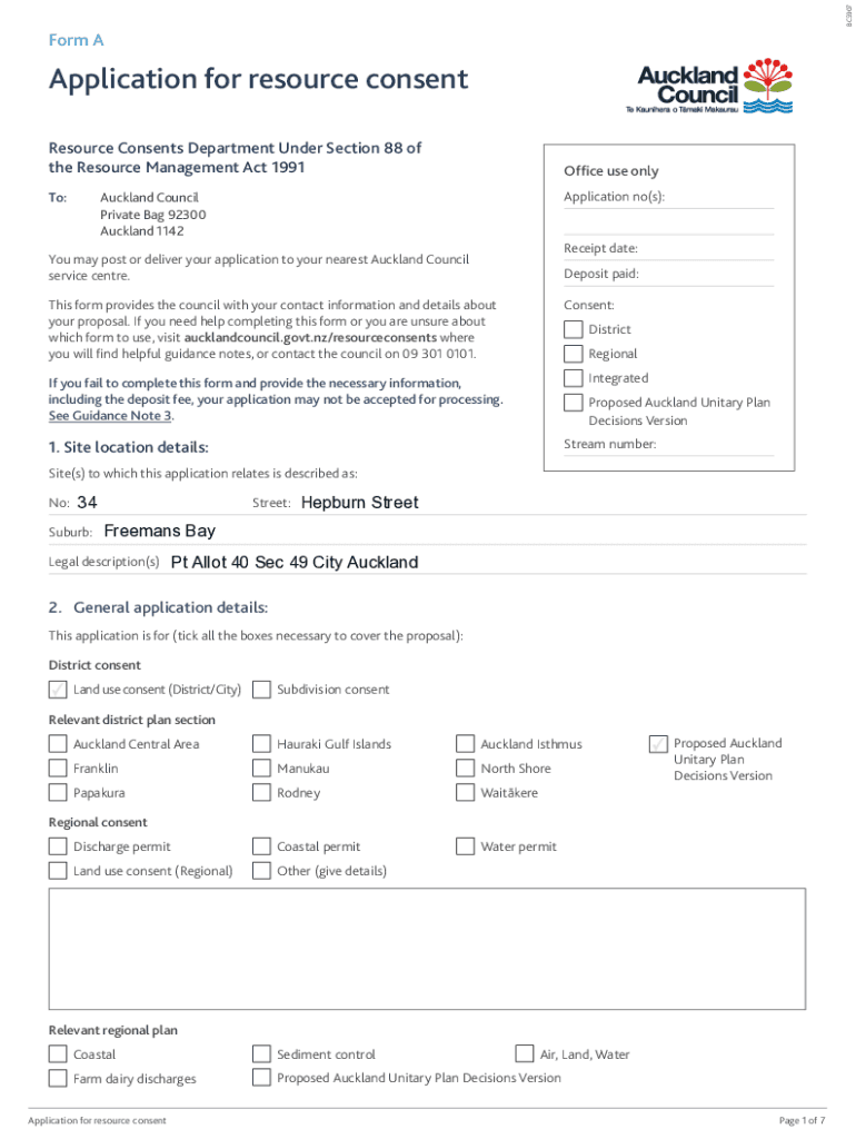 Fillable Online Get the free Form 9 Application for Resource Consent ...