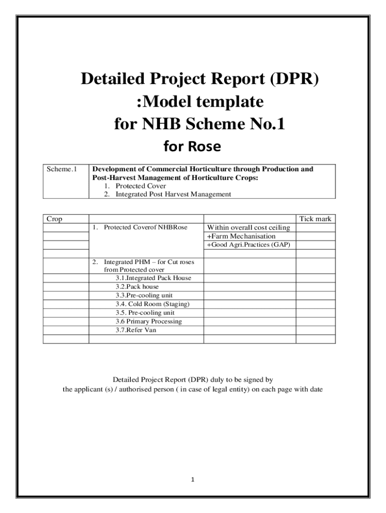 Fillable Online Detailed Project Report (DPR) :Model template for NHB ...
