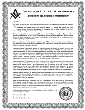 Fillable Online Petition for the Degrees of Freemasonry - Grand Lodge ...