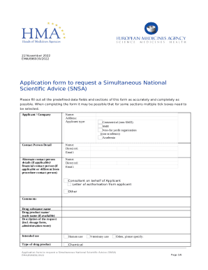 Application to request a Simultaneous National Scientific Advice (SNSA ...