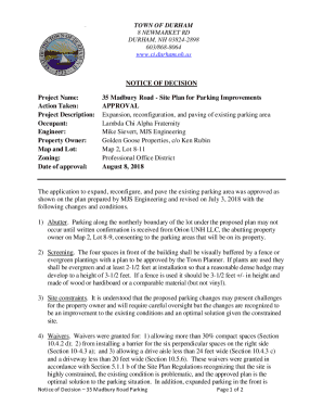 Fillable Online NOTICE OF DECISION Project Name: 35 Madbury Road - Site ...