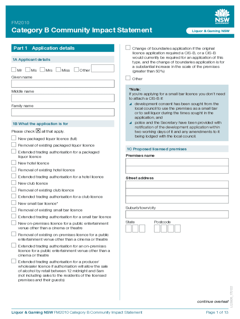 Fillable Online Prepare a Community Impact StatementService NSW Fax ...