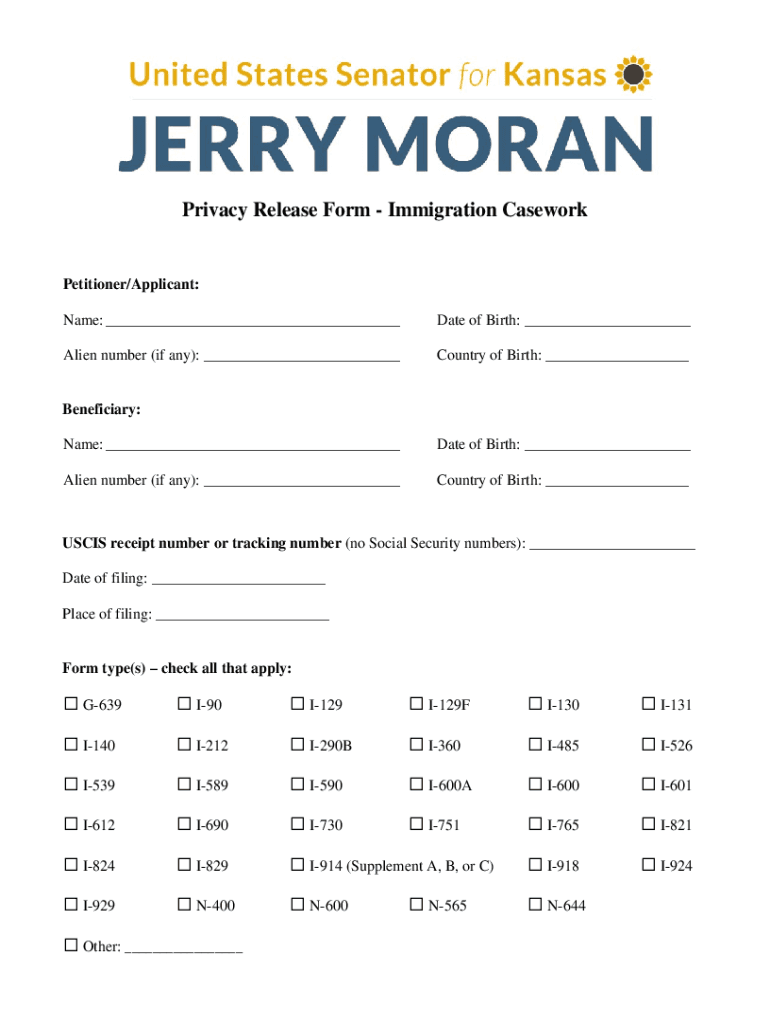Fillable Online Uscis Privacy Release Form - Fill Online, Printable ...