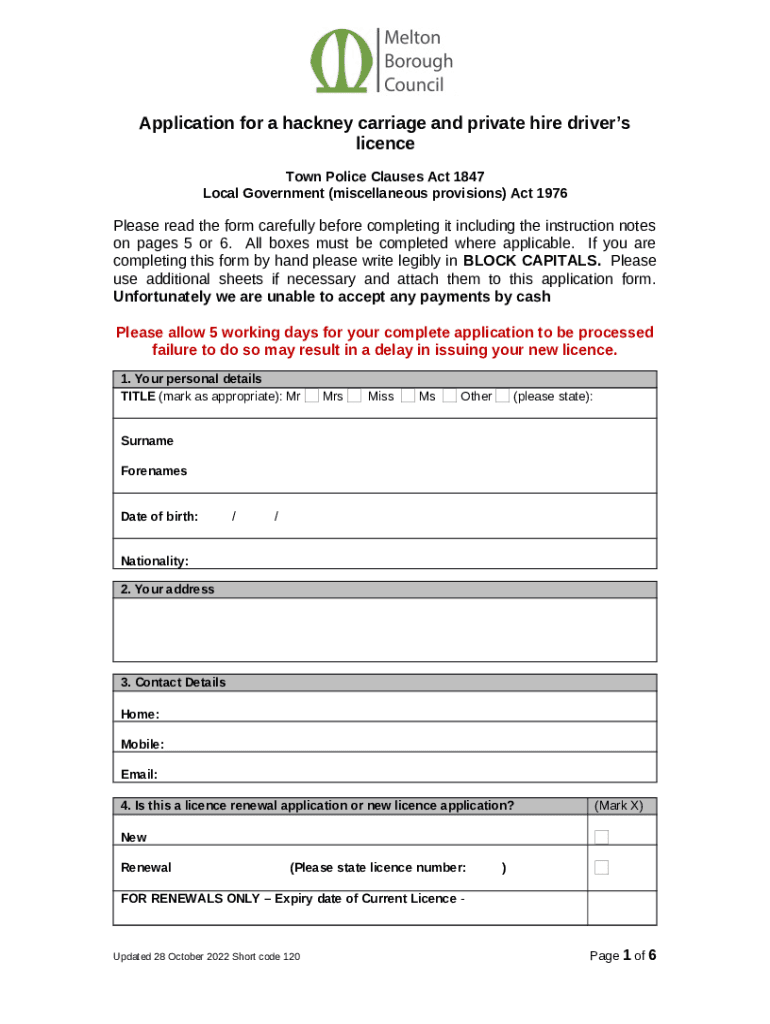Taxi Driver Licence - application Doc Template | pdfFiller