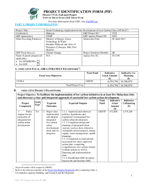 Fillable Online PROJECT IDENTIFICATION FORM (PIF) PROJECT TYPE Full ...
